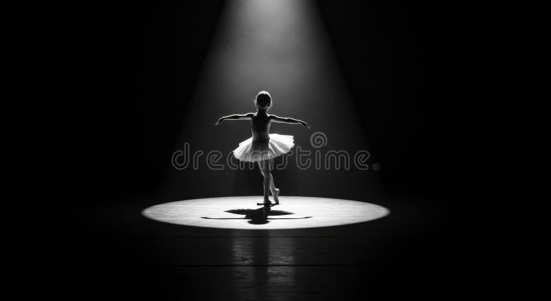 Young Ballerina in Spotlight: Graceful Performance on Stage Stock Illustration - Illustration of ...