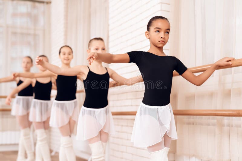 Young Ballerinas Rehearsing in the Ballet Class. Stock Photo - Image of ...