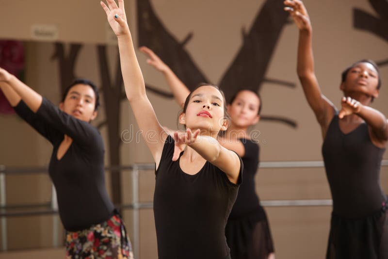 Lovely Ballet Students Practice Stock Image - Image of girl, dancing ...