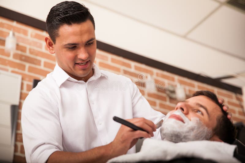 Happy barber shaving a man stock photo. Image of copy - 39930700 Happy barber shaving a man stock photo. Image of copy - 39930700