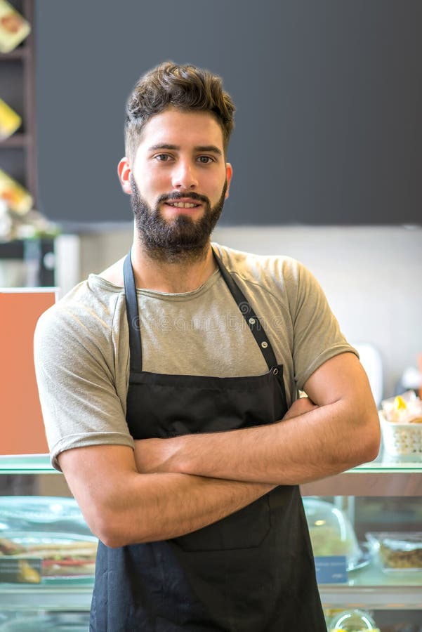 A young barista man stock photo. Image of male, handsome - 89814190