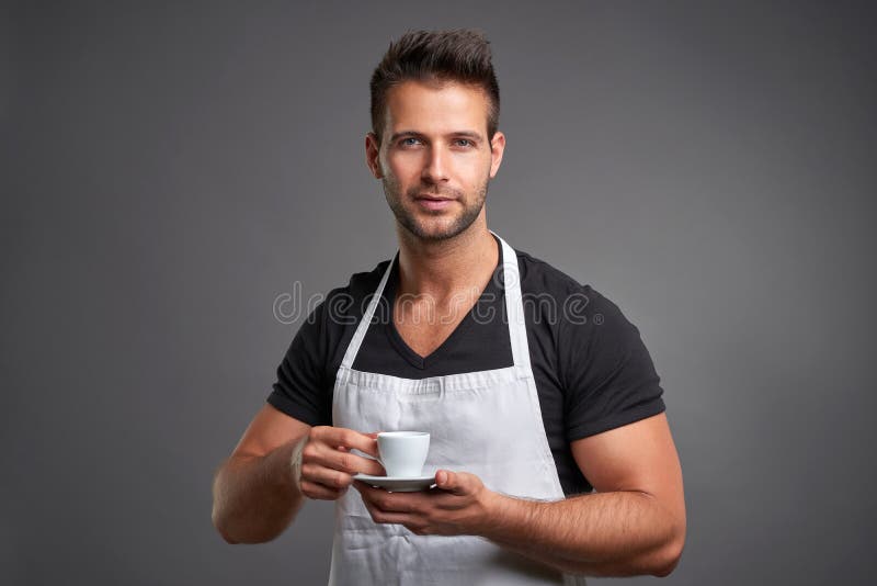 A young barista man stock image. Image of cafe, people - 75430493