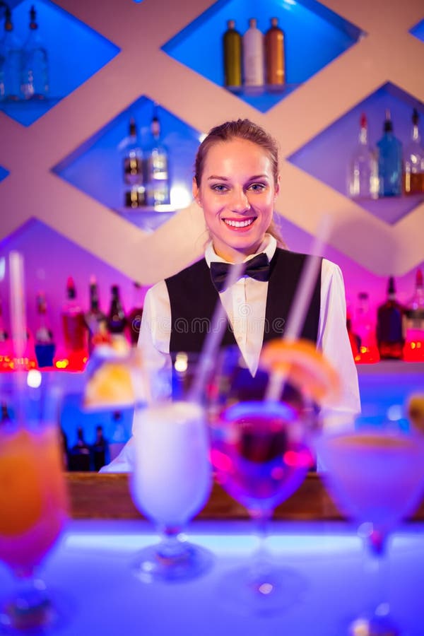 Pretty Barmaid Smiling Camera Stock Photos - Free & Royalty-Free Stock ...