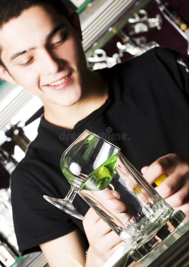 Young barman stock image. Image of night, bottle, tender - 11478275