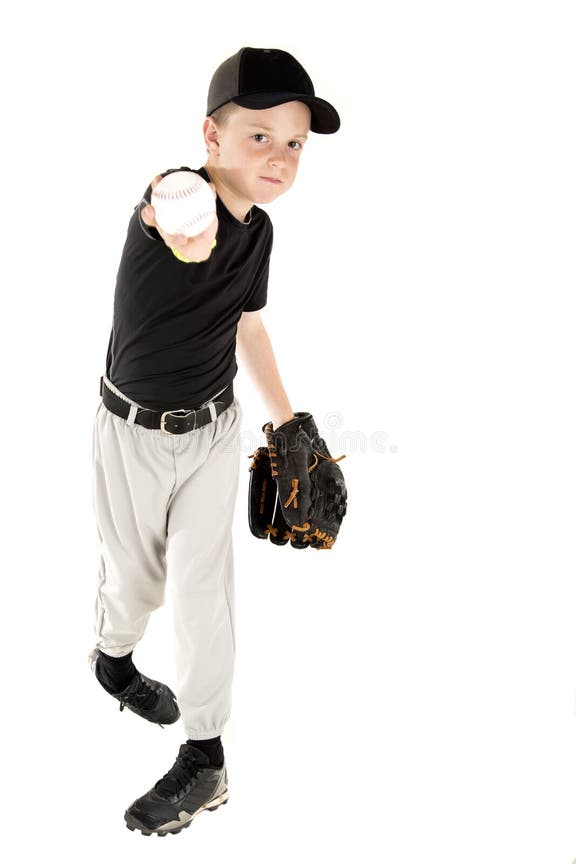 Young Baseball Player Throwing the Ball into the Camera Stock Photo ...
