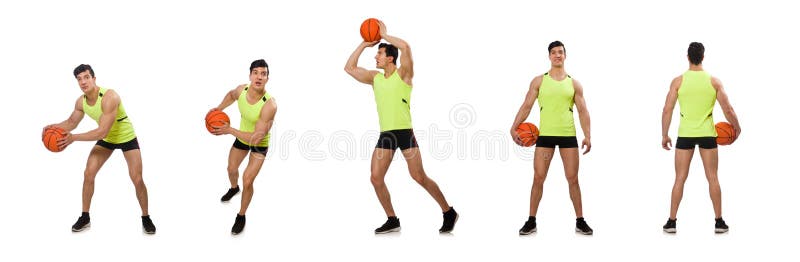 Young Basketball Player Isolated on White Stock Image - Image of model ...