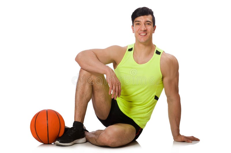 Young Basketball Player Isolated on White Stock Photo - Image of ...
