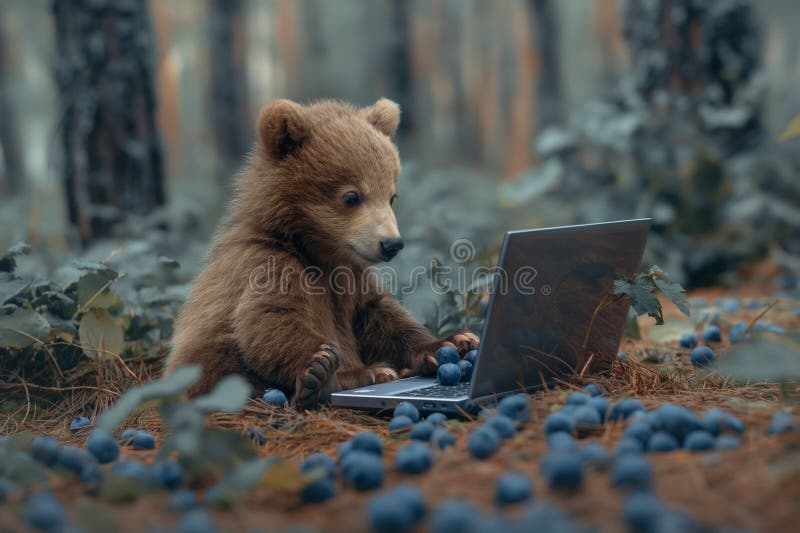 Bear Using Laptop Forest Setting Stock Photos - Free & Royalty-Free ...