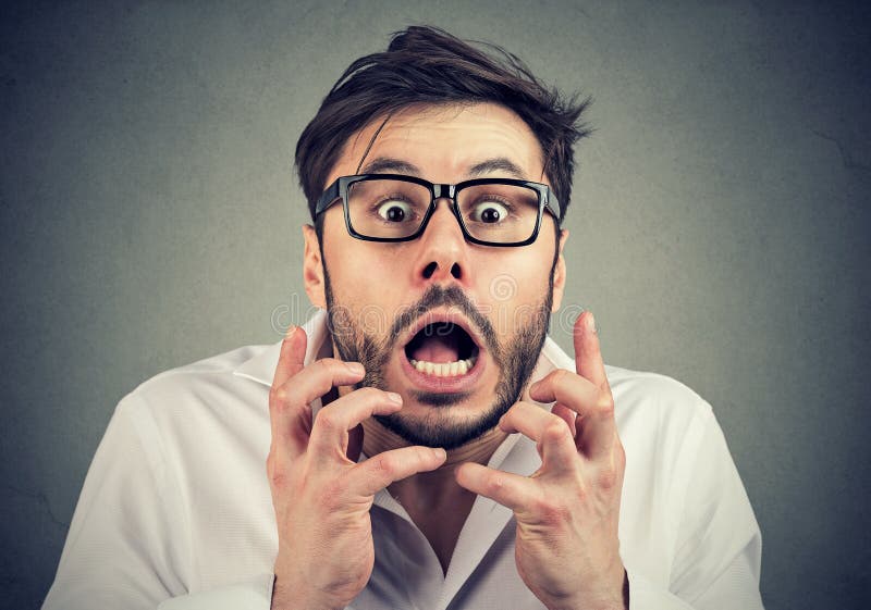 Scared Man Having Phone Call Stock Photo - Image of depression ...