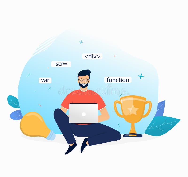 Young Bearded Man Programmer Stock Vector - Illustration of icon ... Young Bearded Man Programmer Stock Vector - Illustration of icon ...