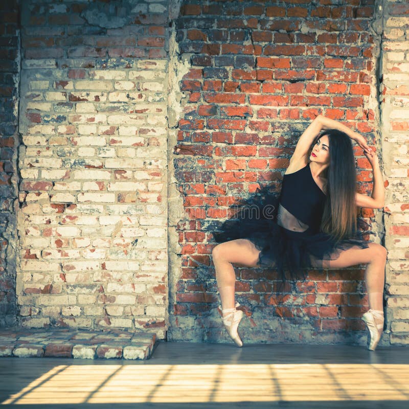 Young Beautiful Ballerina is Posing at Vintage Studio Stock Image ...