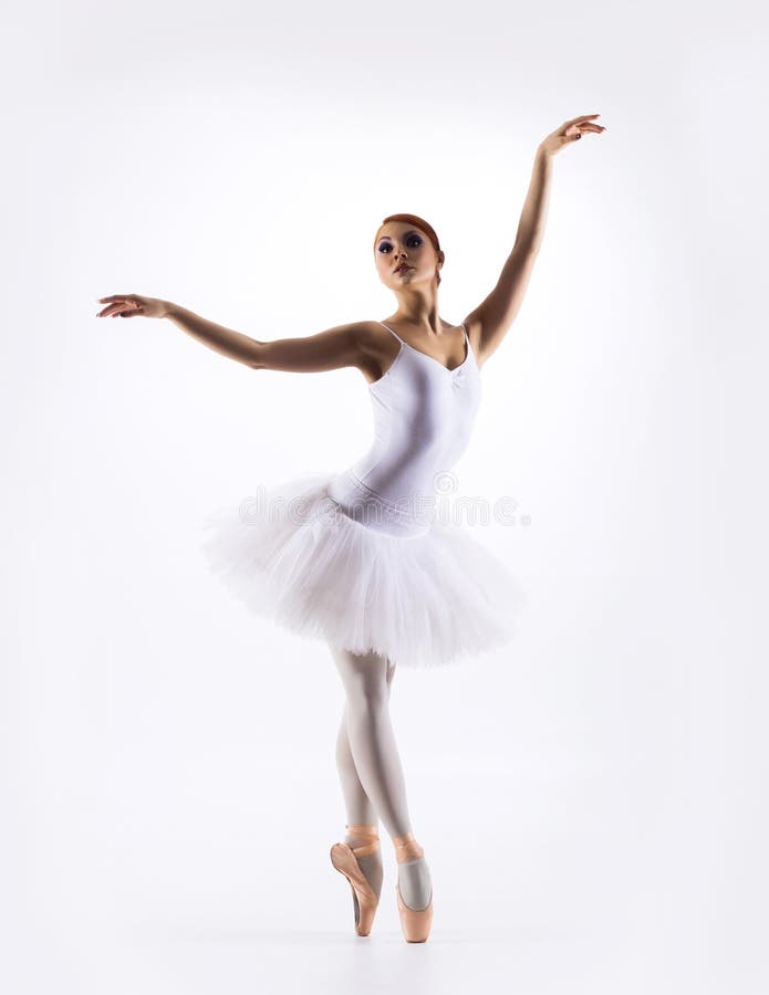 Young Beautiful Ballet Dancer on a White Background Stock Photo - Image ...