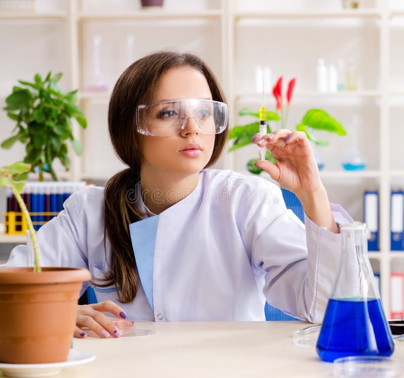 Young Beautiful Biotechnology Chemist Working in the Lab Stock Image ...