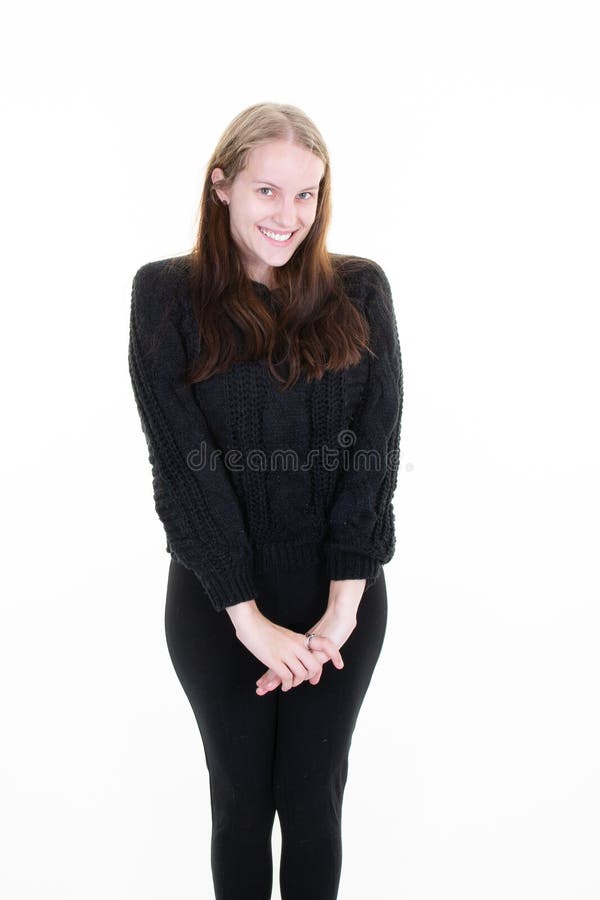 Young Beautiful Blonde Cute Shy Woman With Her Arms Crossed In Shyness