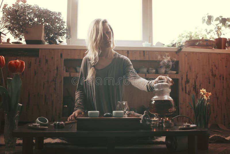 Young Beautiful Blonde Woman Stock Image - Image of blonde, equipment ...