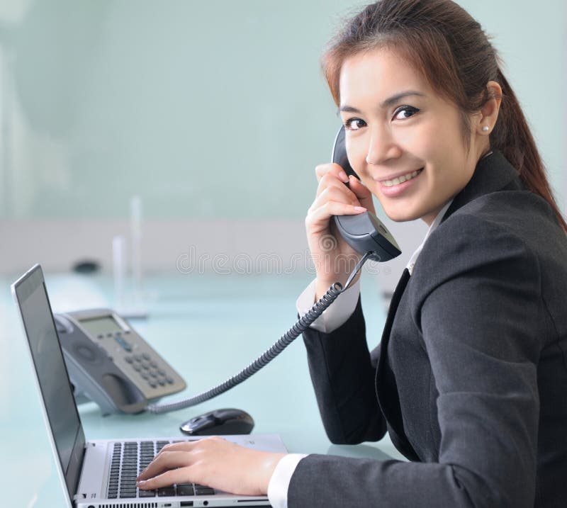 Young Beautiful Business Lady Stock Photo - Image of computer ...