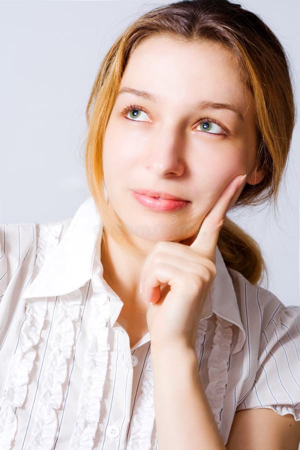 Young Beautiful Business Woman Thinking Stock Photo - Image of ...