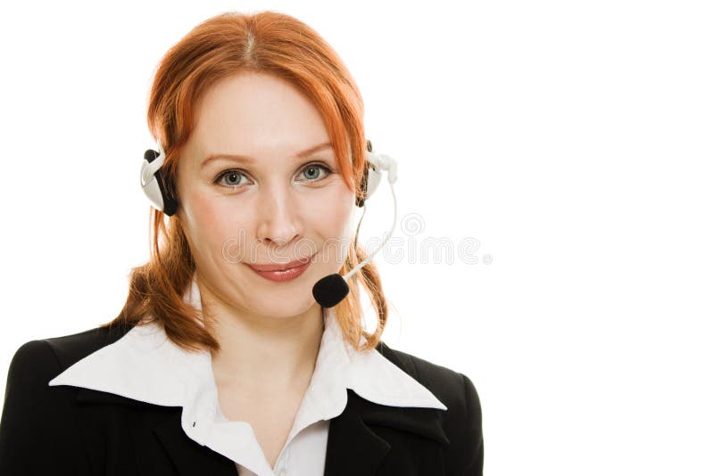 Young Beautiful Call Center Female Operator Stock Image - Image of ...