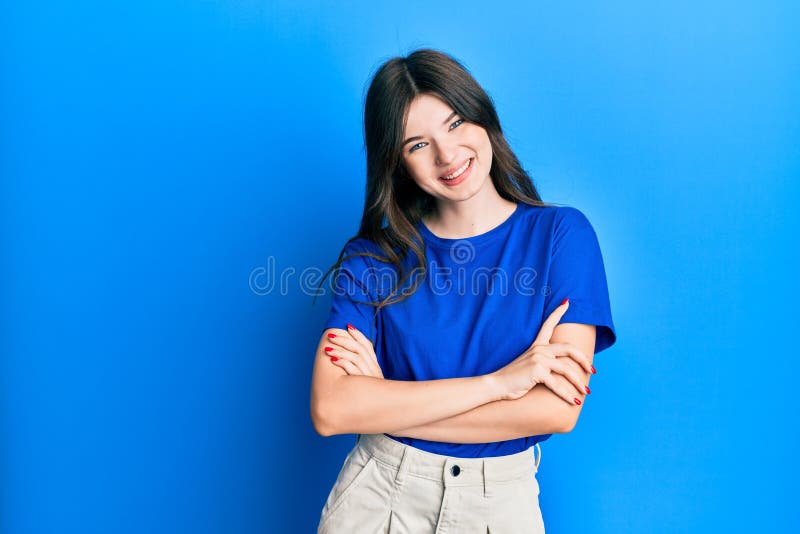 Young Beautiful Caucasian Girl Wearing Casual Clothes Happy Face