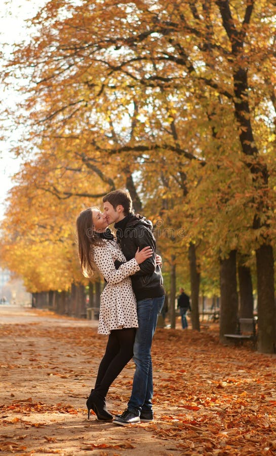 Young Beautiful Couple at Fall Stock Image - Image of autumn, date ...
