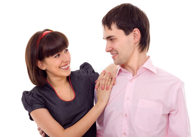 Young Beautiful Couple Laughing Stock Image - Image of grey, happiness ...