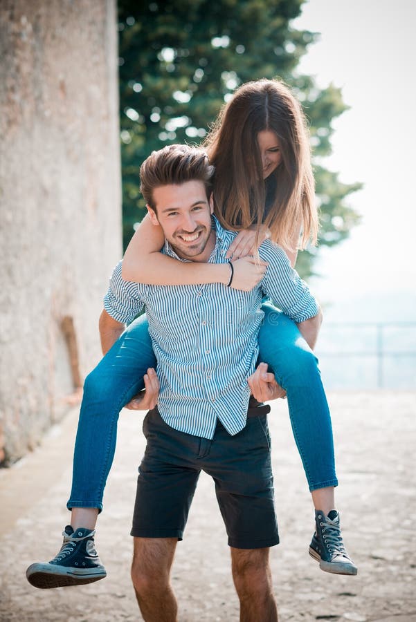 Young Beautiful Couple Lovers Stock Image - Image of handsome, cool ...
