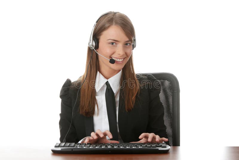 Friendly Tele Banking Operator Stock Image - Image of headphones ...