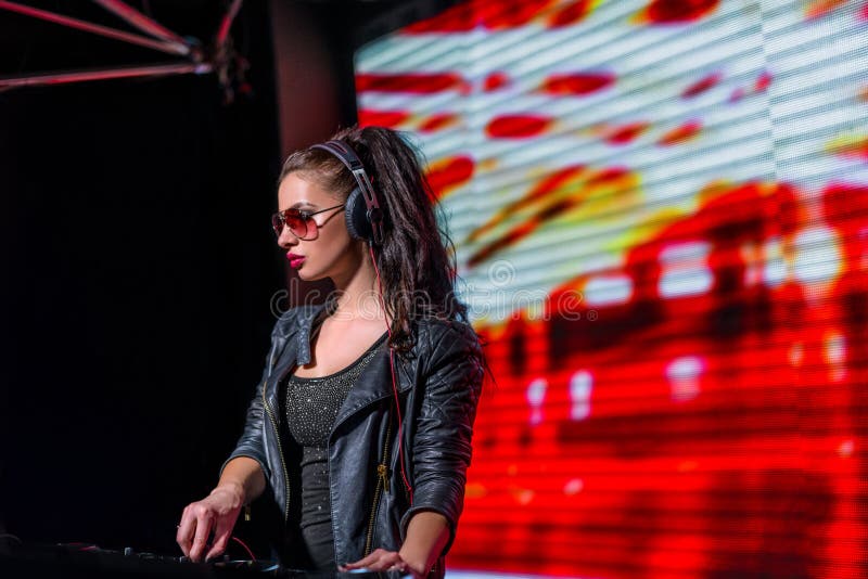 Young beautiful dj stock image. Image of caucasian, mixing - 88588005