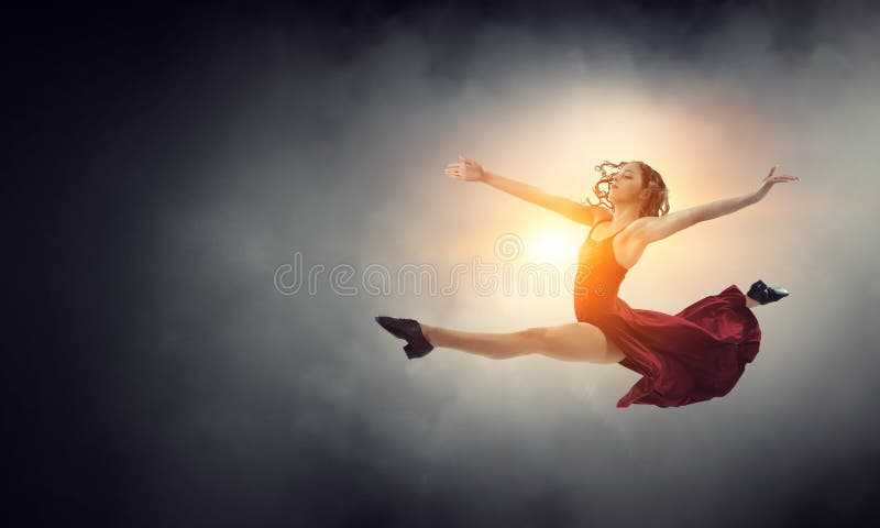 Young and Beautiful Female Dancer in a Red Dress Stock Image - Image of ...