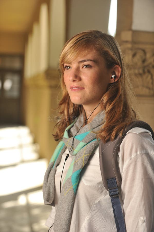 Young Beautiful Female Student on Campus Stock Image - Image of young ...