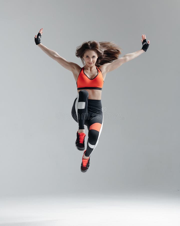 Young Beautiful Fitness Female Posing in Studio Stock Image - Image of ...