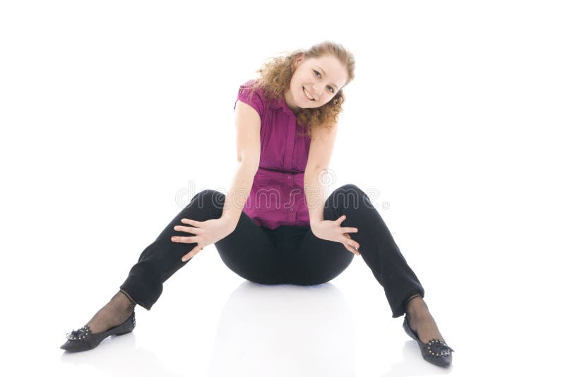 Beautiful Tween Girl Sitting on Stool Stock Photo - Image of young ...