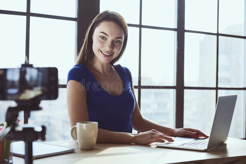 Girl Blogger stock photo. Image of online, female, communication ...
