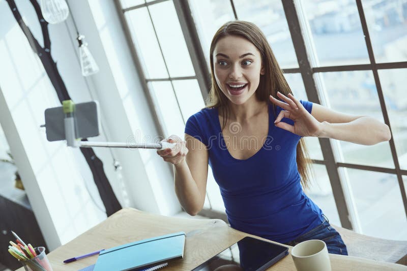 Girl Blogger stock image. Image of blogger, blog, internet - 157777981