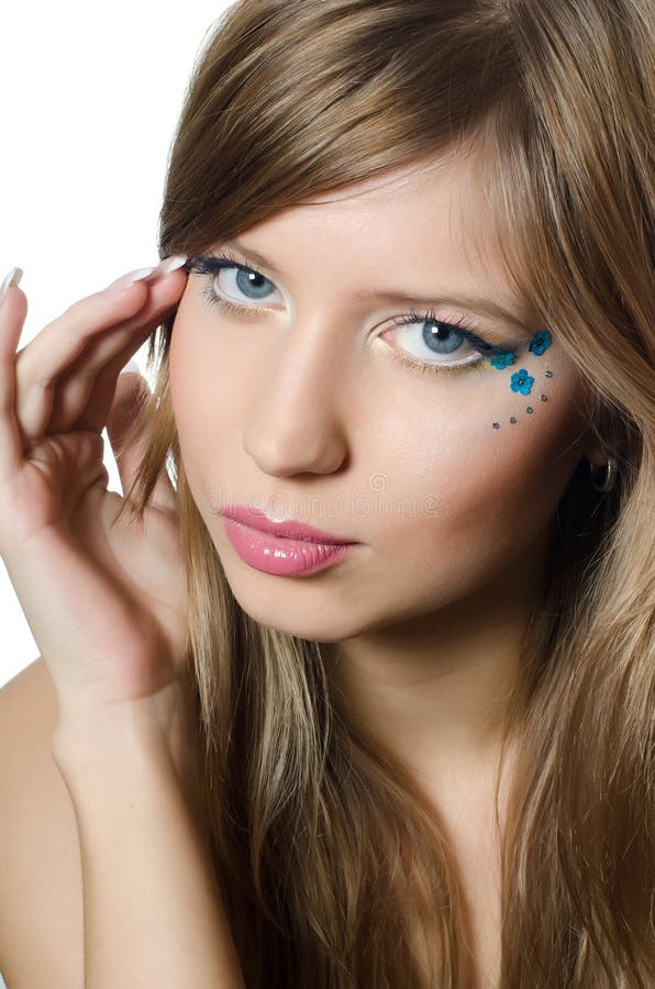 The Young Beautiful Girl with a Creative Make-up Stock Photo - Image of ...