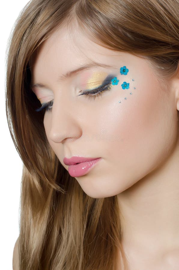The Young Beautiful Girl with a Creative Make-up Stock Photo - Image of ...