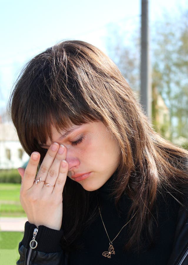 The Young Beautiful Girl Crying. Stock Photo - Image of girls, grief ...