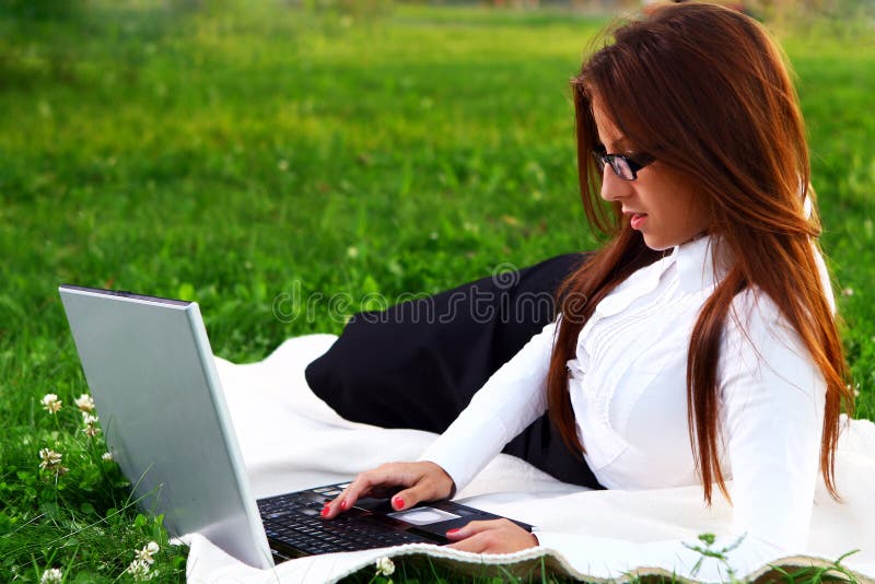 Young and Beautiful Girl Doing Home Work Stock Image - Image of ...