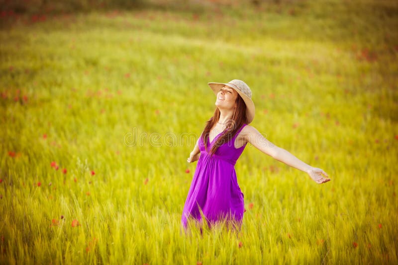Enjoying spring stock image. Image of flower, green, girl - 29913805