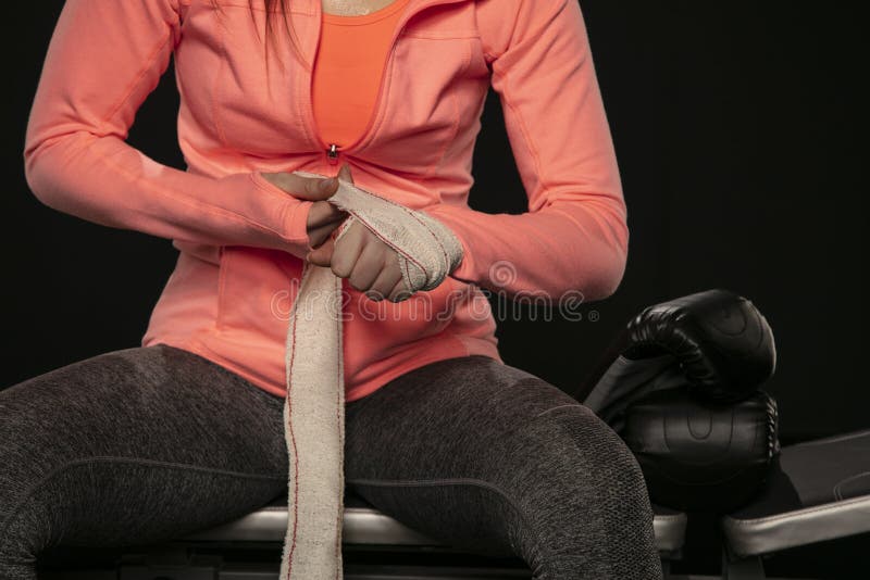 Young Beautiful Girl is Getting Ready for Boxing Training Stock Photo ...
