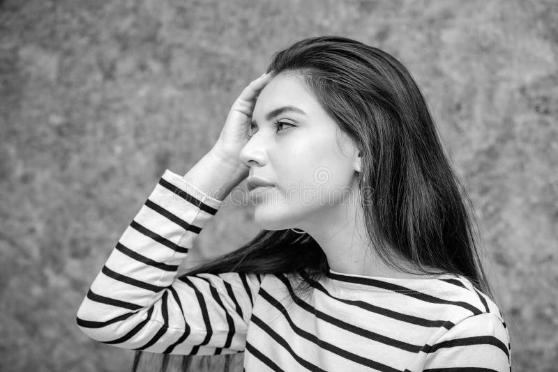 Young Beautiful Girl Looking Anxious Stock Image - Image of domestic ...