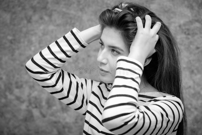 Young Beautiful Girl Looking Anxious, Stock Image - Image of hard ...