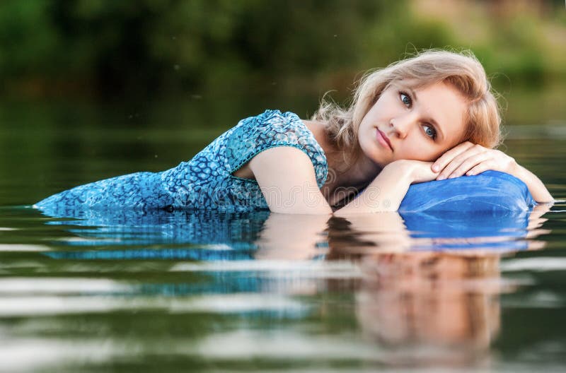 Young and Beautiful Girl in the River. Stock Image - Image of seduction ...