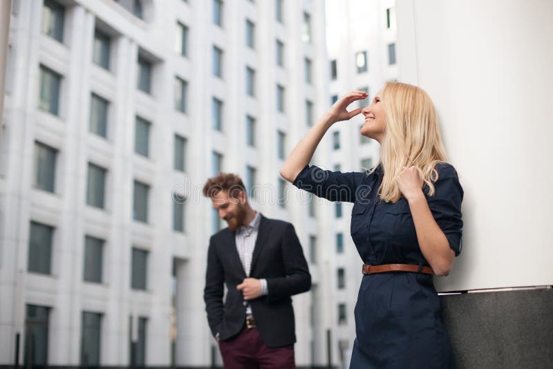 Young Beautiful Girl is Waiting for Her Young Man. Stock Photo - Image ...