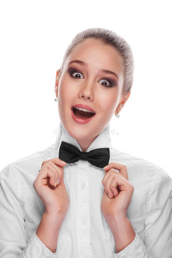 Young Beautiful Girl on a White Background Stock Image - Image of ...