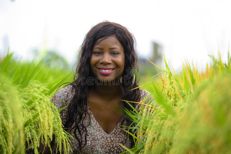 Outdoors Fresh Portrait Of Young Beautiful And Happy Black Afro