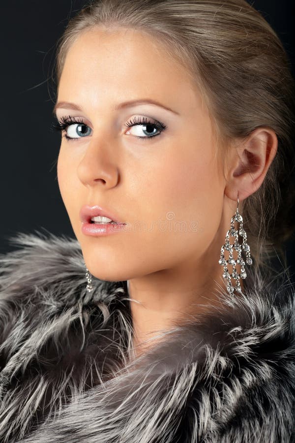 Young Beautiful Lady in Fur Clothing Stock Image - Image of salon ...