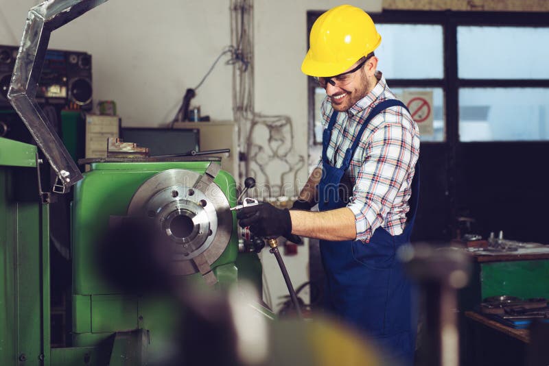 Beautiful Milling Machine Factory Female Worker Stock Photo - Image of ...