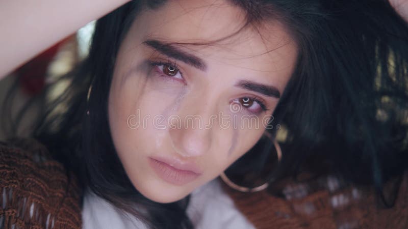 Young Beautiful Model Sad Looking Crying at Camera and Posing Stock ...