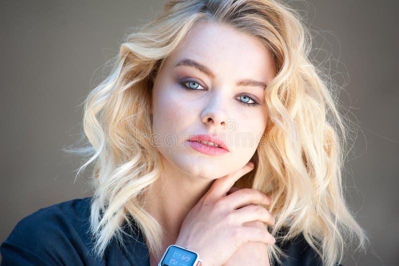 Young Beautiful Modern Woman Outdoors with Expressive Makeup Stock ...